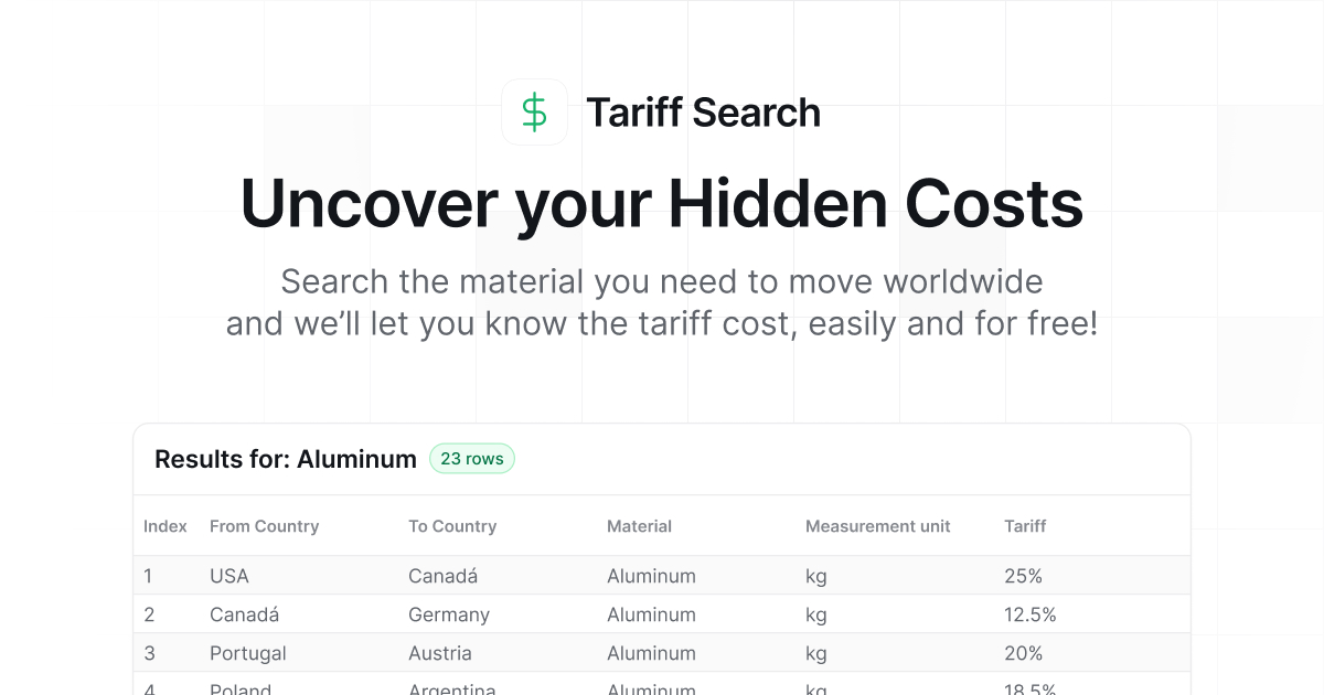 Tariff Search